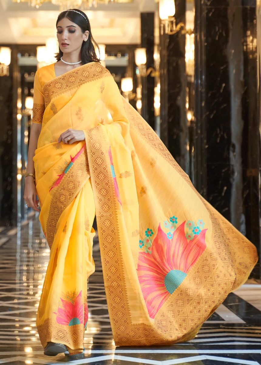 Yellow Paithani Silk Saree - Urban Womania